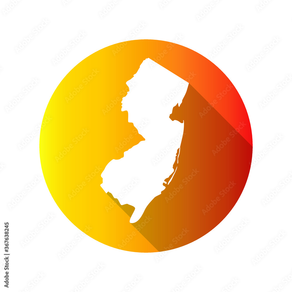 New Jersey, USA Symbol Map Icon Round. Flat Vector Art Design with ...