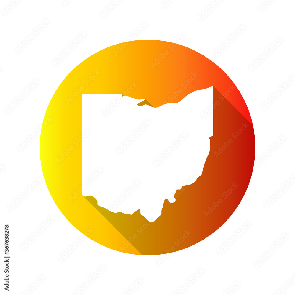 Ohio, USA Symbol Map Icon Round. Flat Vector Art Design with Shadow ...