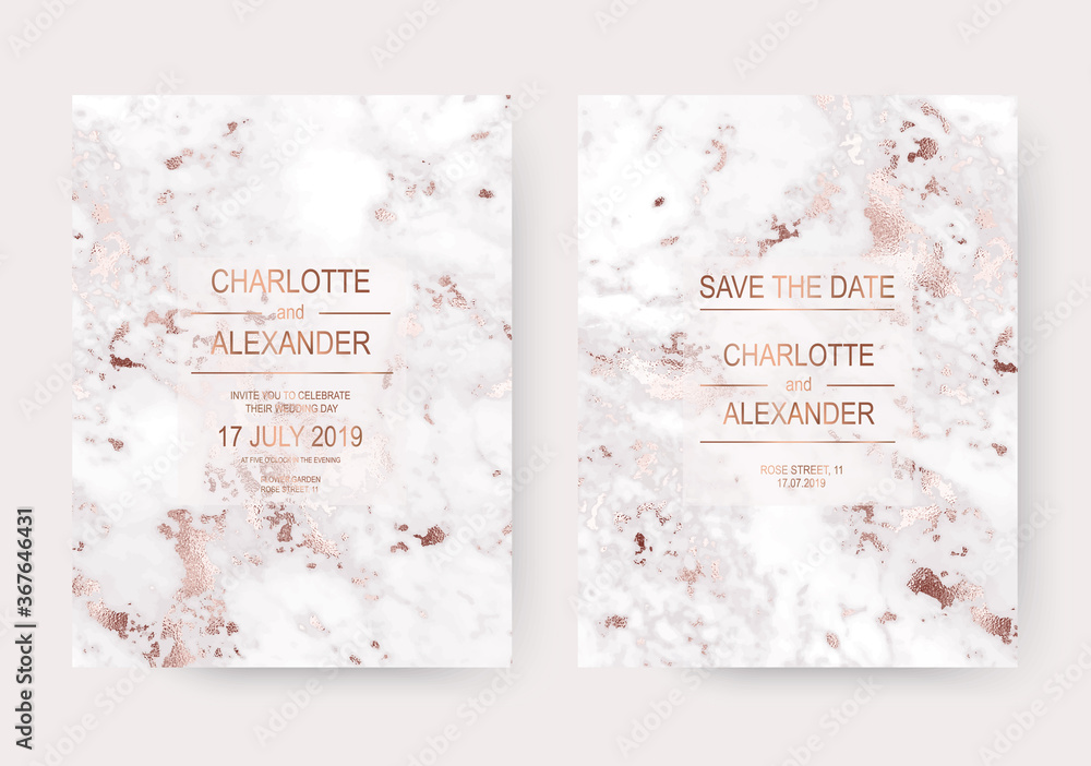 Elegant marble wedding design invitation backgrounds with rose gold ...