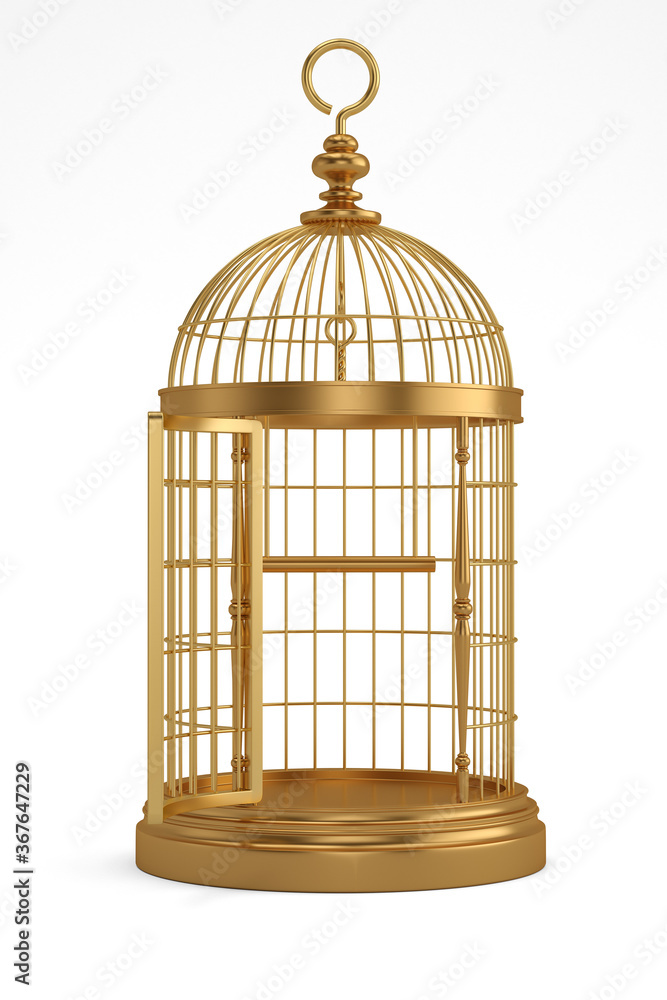 Copper bird cage Isolated On White Background, 3D render. 3D ...