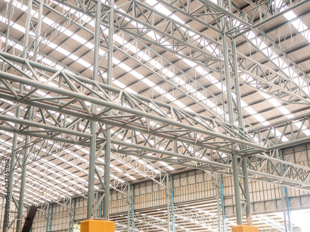 Hall Roof steel structure the modern design. Stock Photo | Adobe Stock
