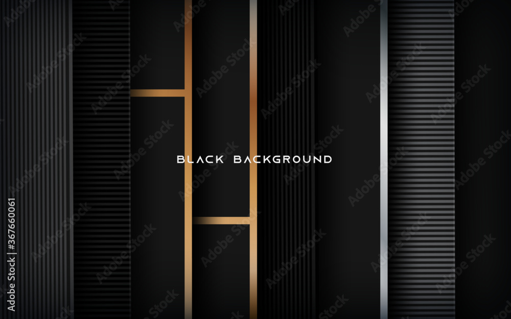 Modern abstract black background. Texture layer with golden line and ...