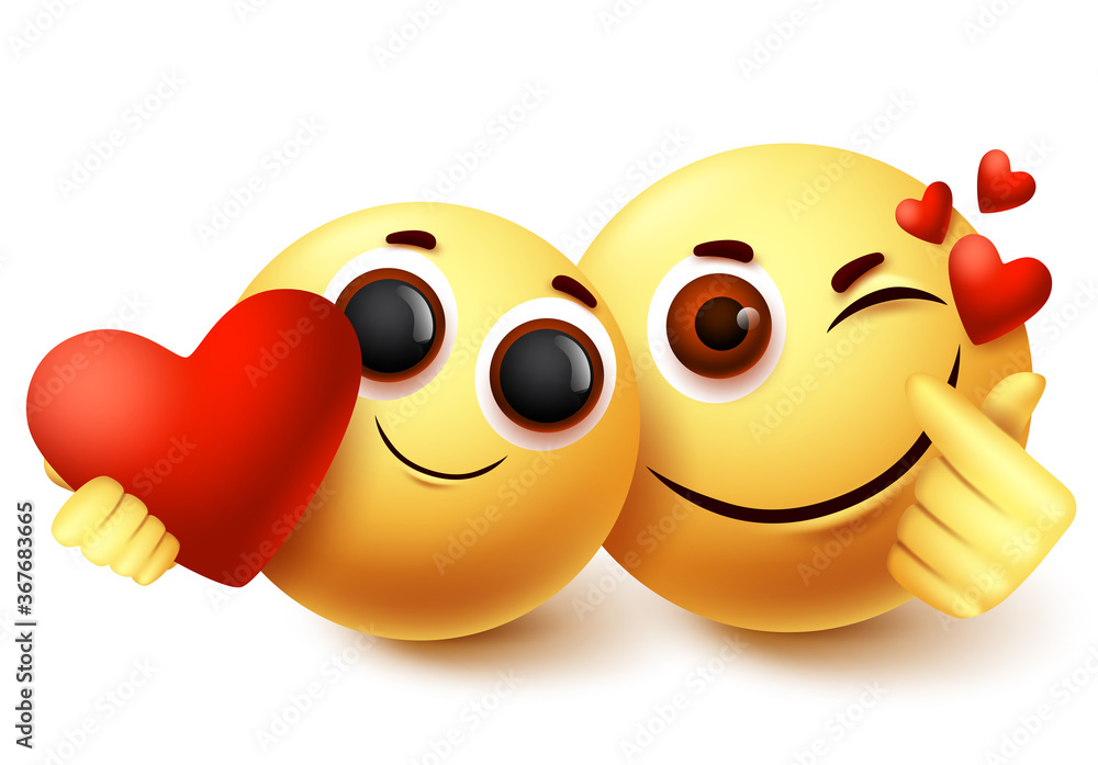 Emoji Smiley Love Couple Character Vector Design Smiley Emojis And Emoticon In Love Facial