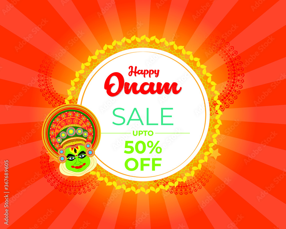 VECTOR ILLUSTRATION OF OFFER BANNER , GREETING FOR INDIAN FESTIVAL ONAM ...