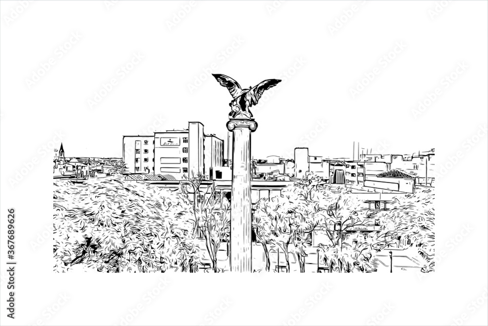 Building view with landmark of Aguascalientes is a city in central ...