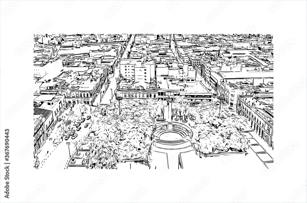 Stockvector Building view with landmark of Aguascalientes is a city in ...