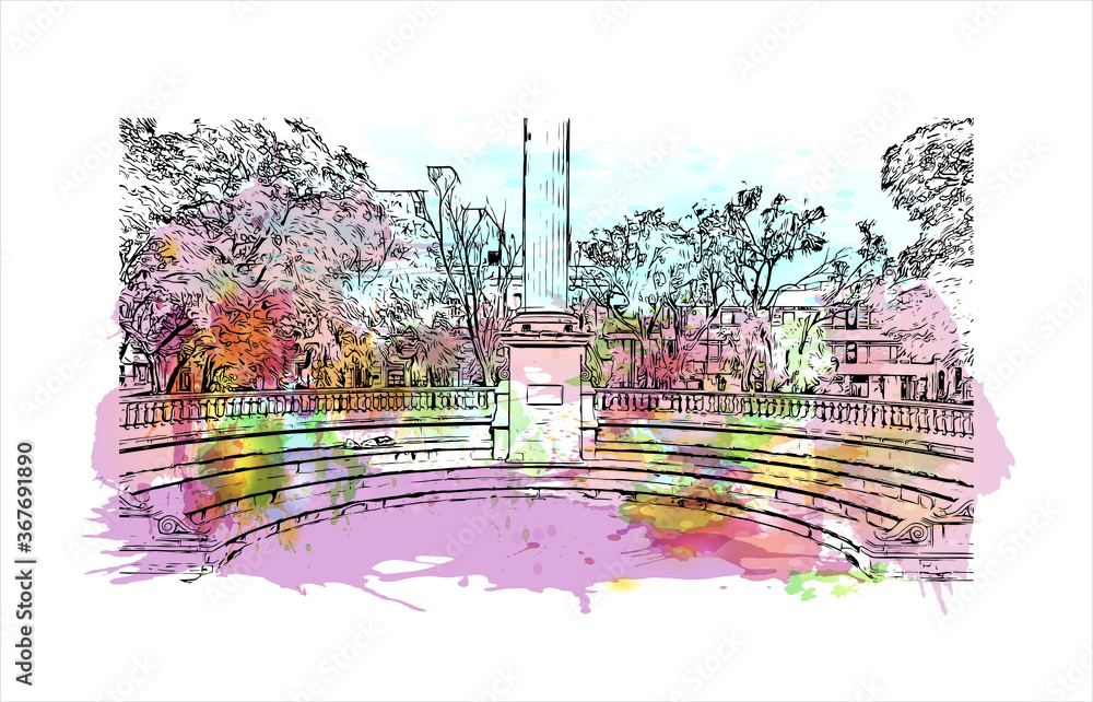 Building view with landmark of Aguascalientes is a city in central ...