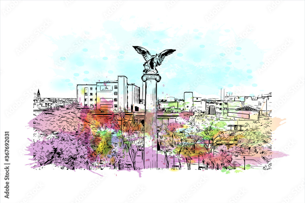 Building view with landmark of Aguascalientes is a city in central ...