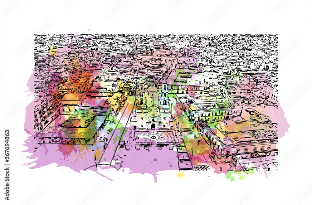 Building view with landmark of Aguascalientes is a city in central ...