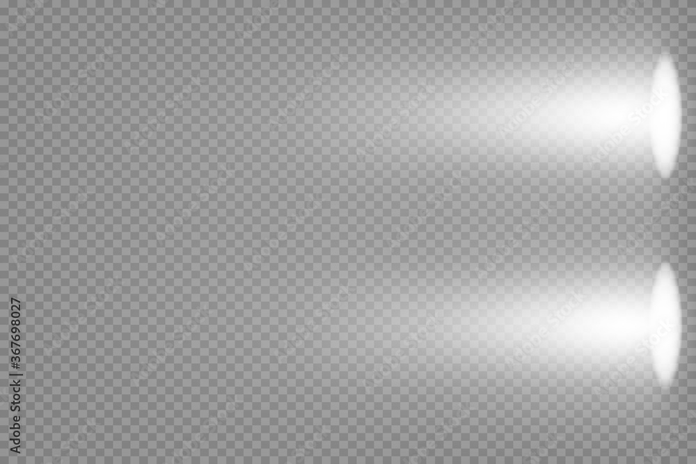 Set of Spotlight isolated on transparent background. Vector glowing ...