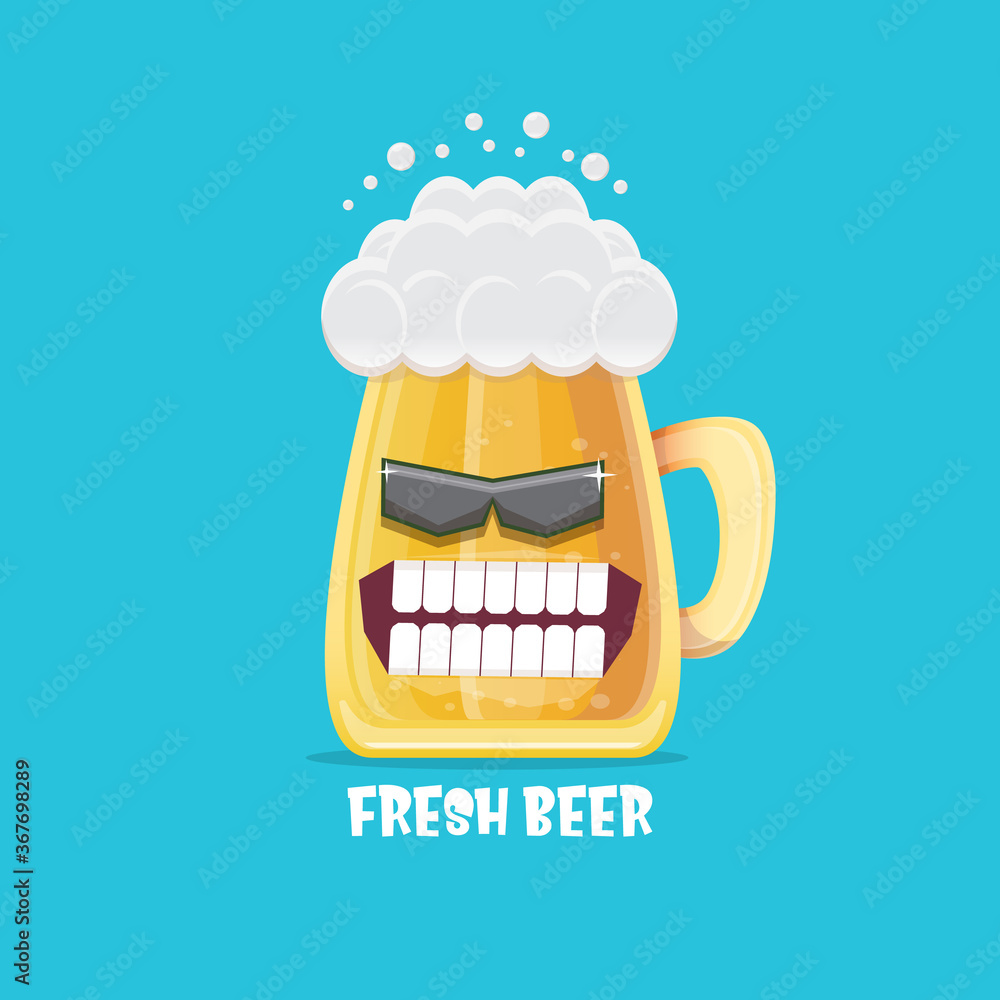 vector cartoon funky beer glass character with sunglasses isolated on ...