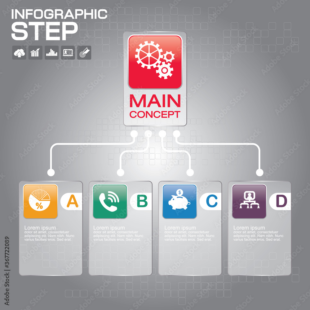Manage chart infographic design templates . With paper tags. Idea to ...
