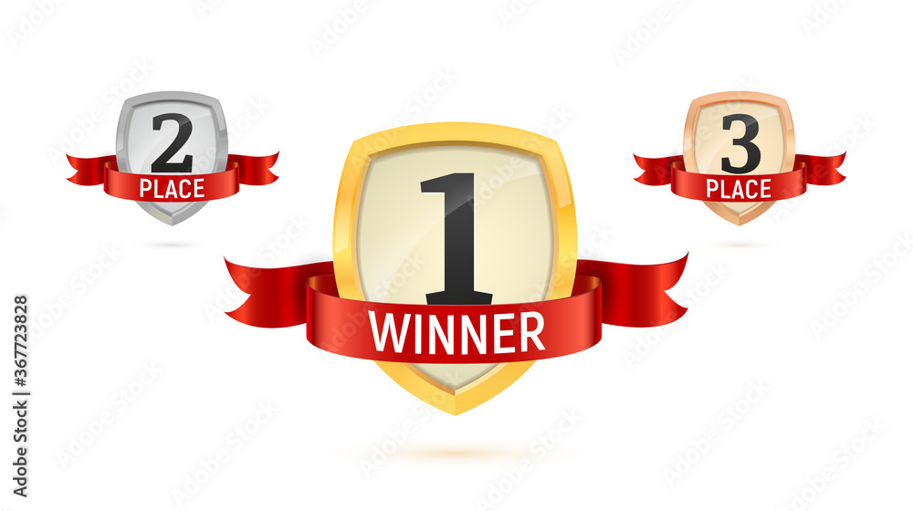 1, 2, 3 winner place isolated vector badges set. Collection of Win ...
