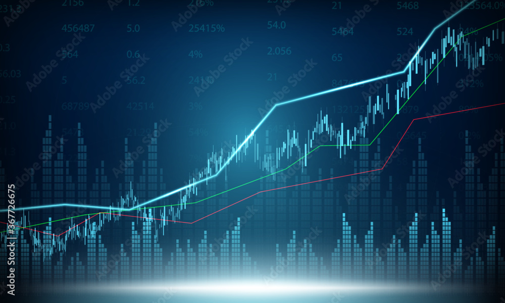 stock market, economic graph with diagrams, business and financial ...