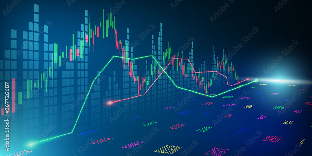 stock market, economic graph with diagrams, business and financial ...