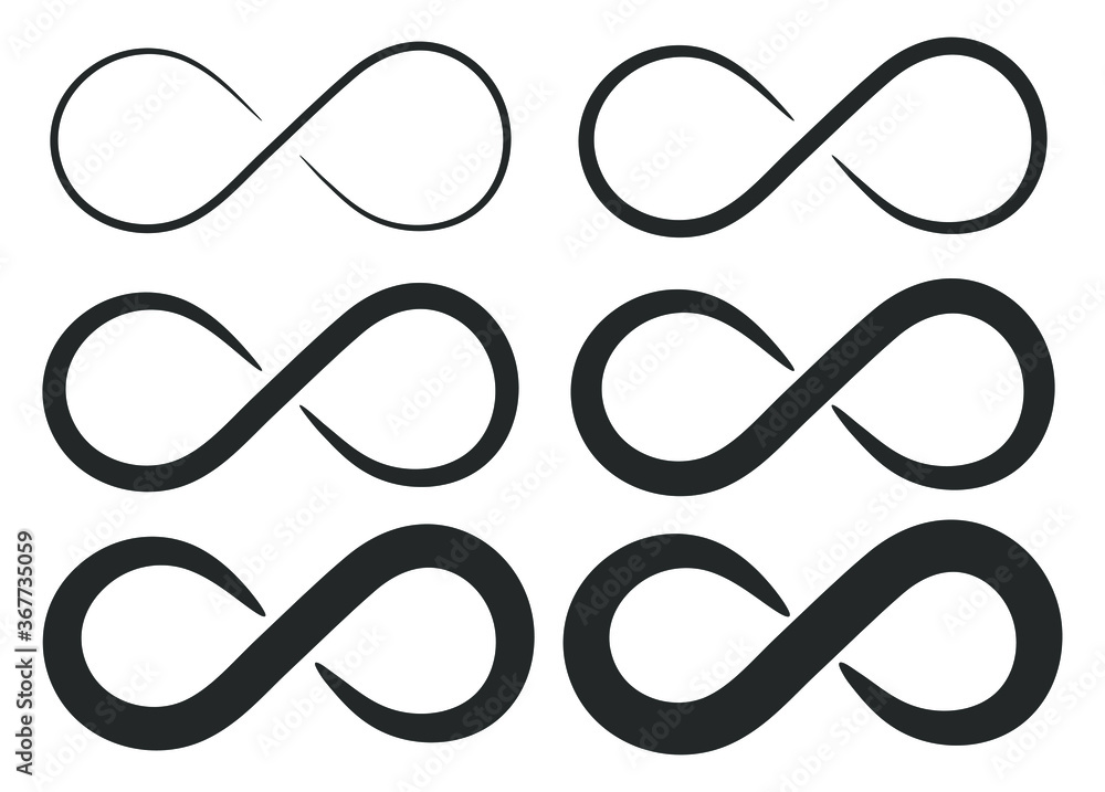 Infinity symbol icon set. Eternal, limitless, endless, life logo ...