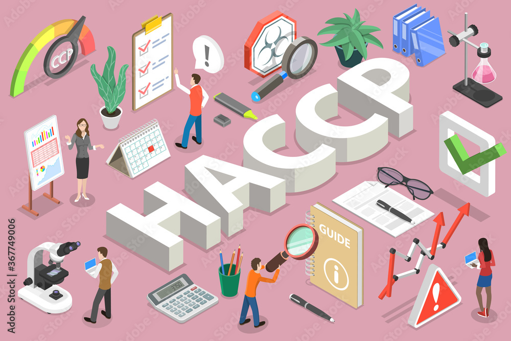 Vetor de 3D Isometric Vector Concept of Hazard Analysis and Critical ...