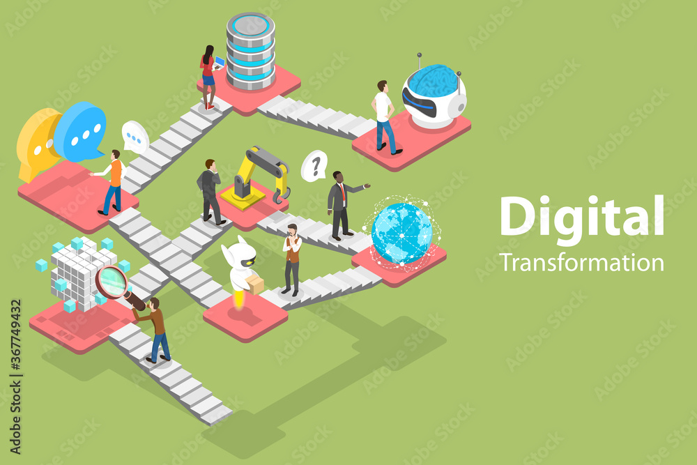 3D Isometric Flat Vector Conceptual Illustration of Digital ...