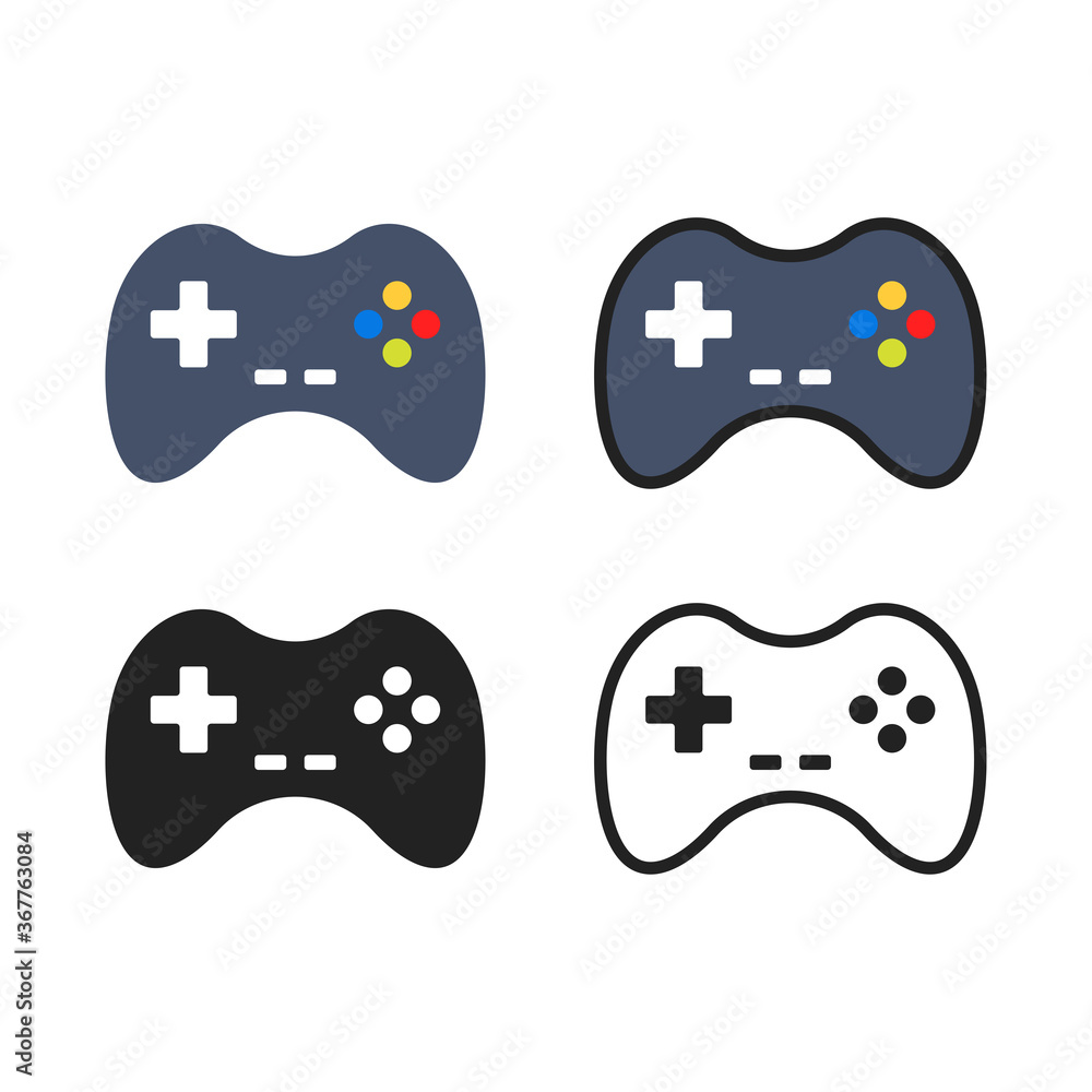 Simple gamepad icon collection in various styles. Set of joypad. Sign ...