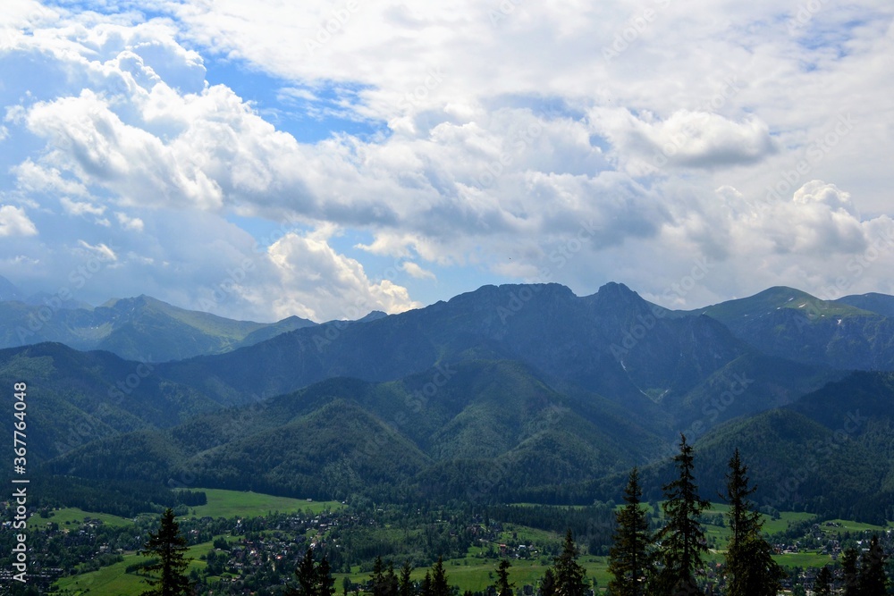 Mountain summer view. Zakopane city seen from Gubalowka Mountain ...