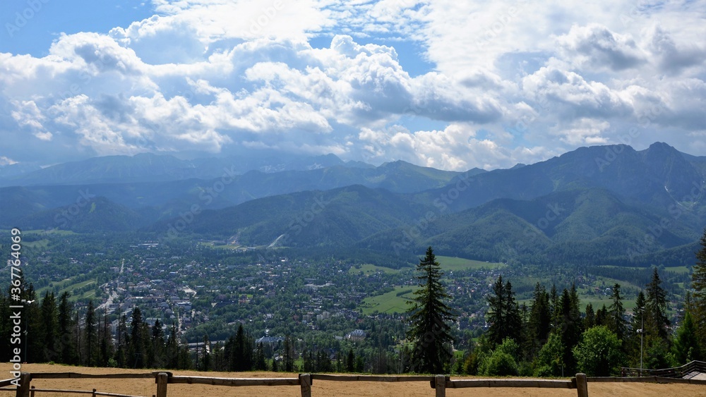 Mountain summer view. Zakopane city seen from Gubalowka Mountain ...