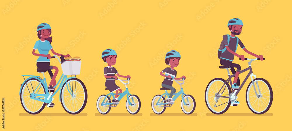 Family Biking Cartoon