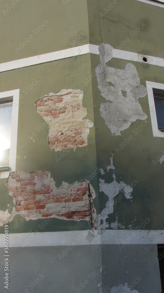 structural damage to house facade Stock Photo | Adobe Stock