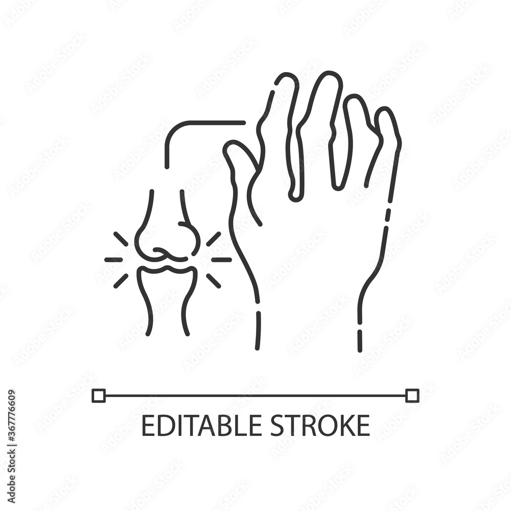 Rheumatoid arthritis linear icon. Pathological disease. Damaged bones ...