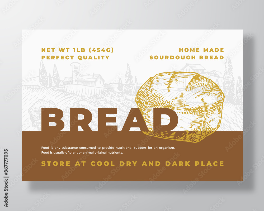 Sourdough Bread Label Template. Abstract Vector Packaging Design Layout ...