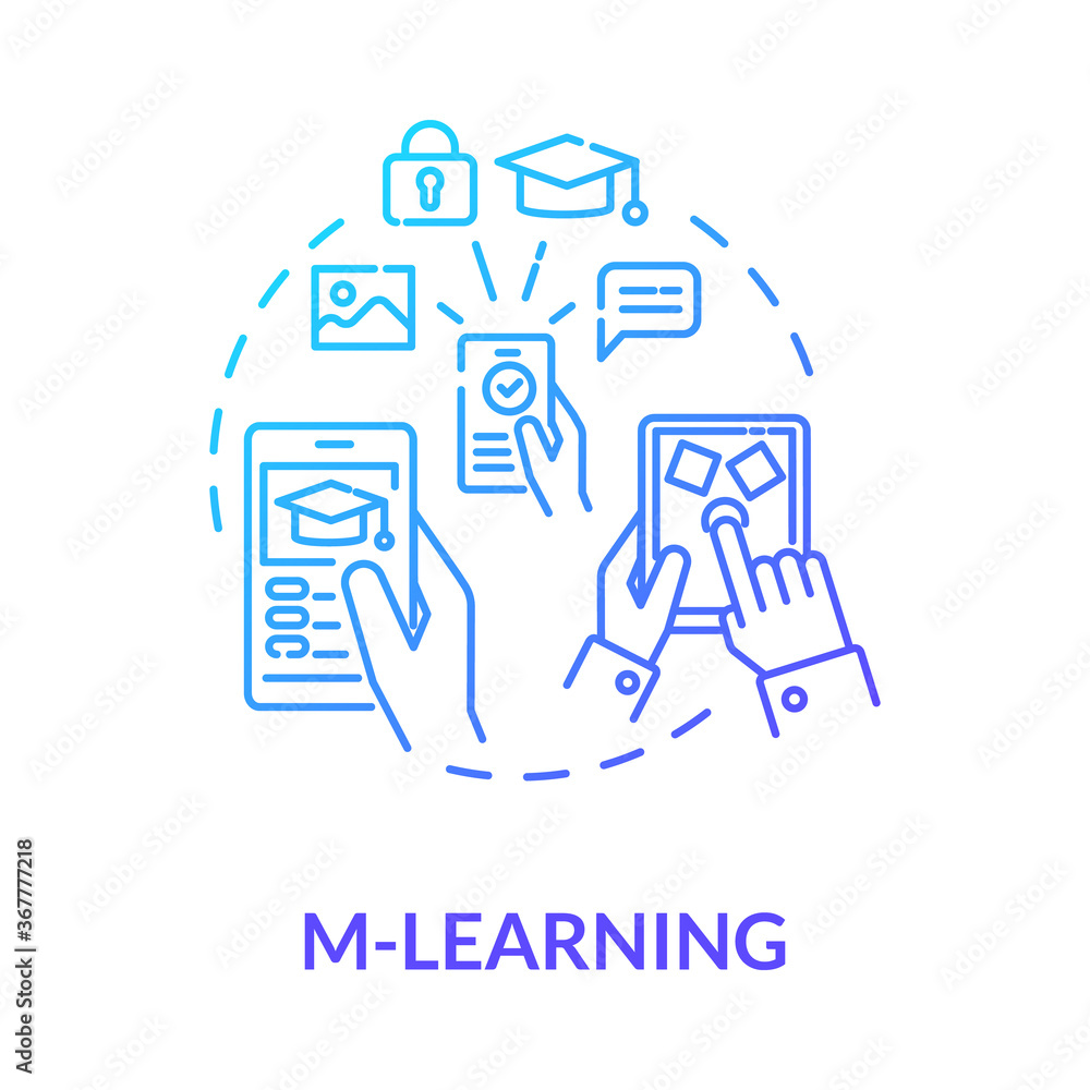M learning concept icon. Virtual classrooms and lessons. E learning ...