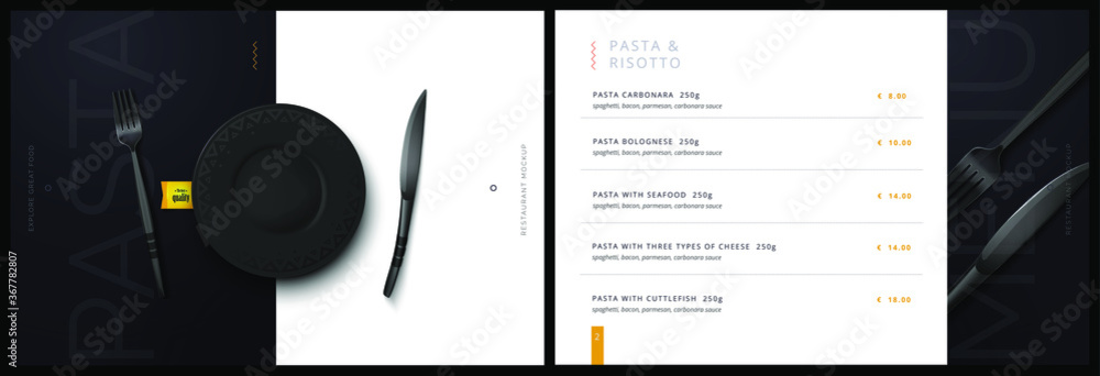 Vector menu template for restaurant and cafe. Menu cover design in ...