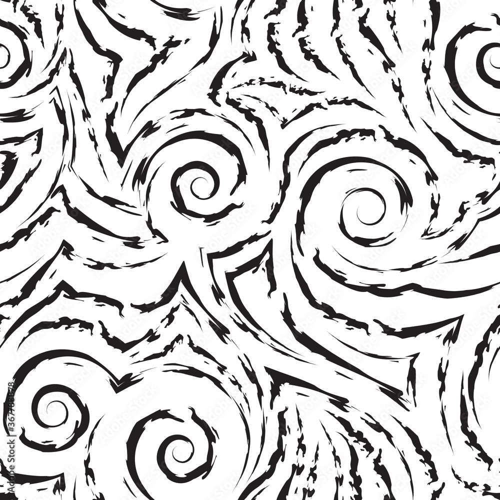 Vector seamless pattern in black color isolated on white background ...