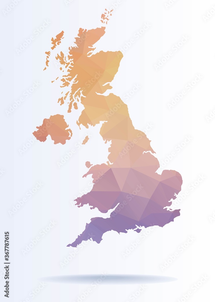 Low poly map of Britain Stock Vector | Adobe Stock