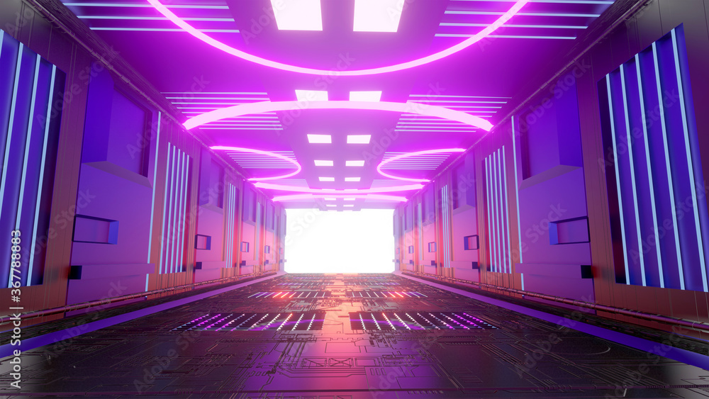 Futuristic Sci fi Corridor Backgrounds glow light pink background Stock ...