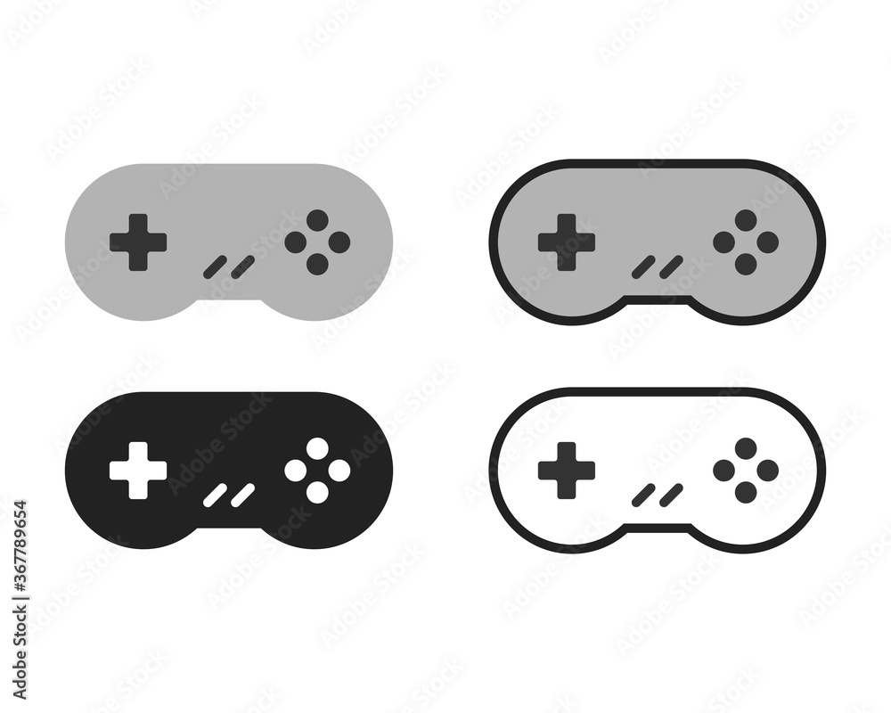 Simple gamepad icon collection in various styles. Set of joypad. Sign ...
