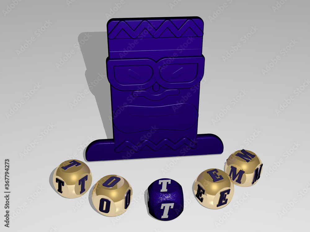 3D illustration of totem graphics and text around the icon made by ...