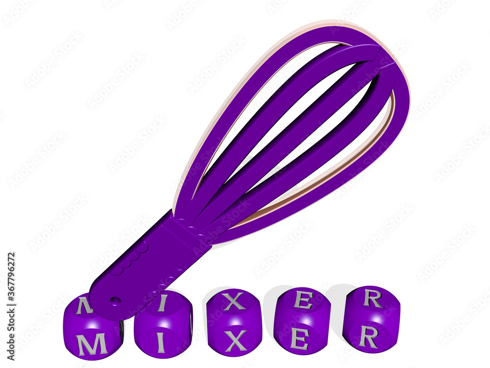 3D graphical image of mixer vertically along with text built by ...
