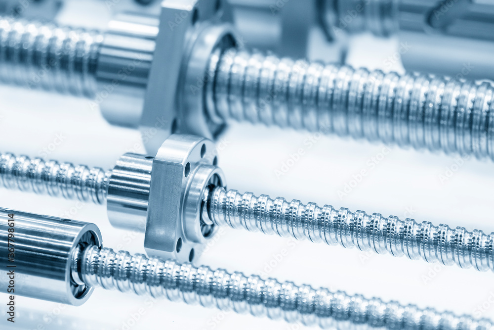 The lead ball screw spare parts of CNC milling machine. The hi ...