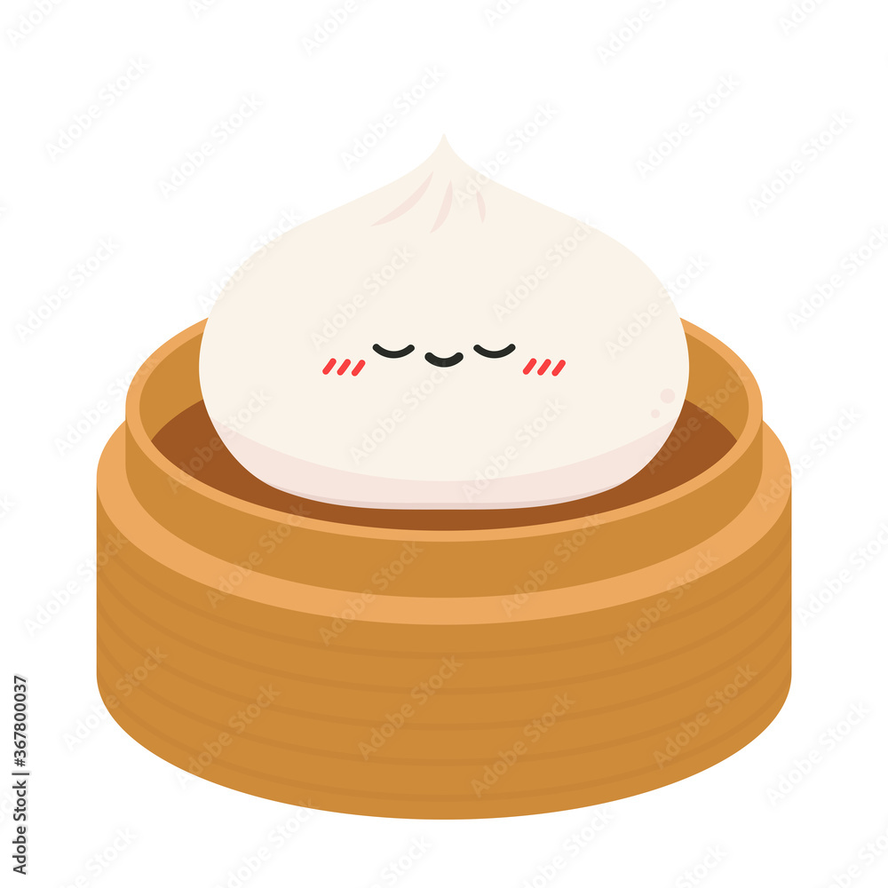 Bao character design. Steamed Bun character. Steamed Bun vector ...