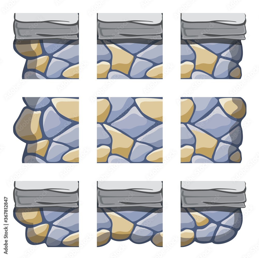 set of seamless pattern vector illustration of stone texture, in ...