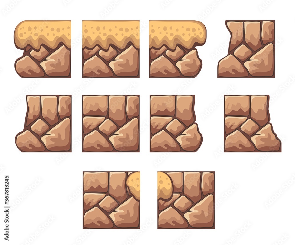 set of seamless pattern vector illustration of stone texture, in ...