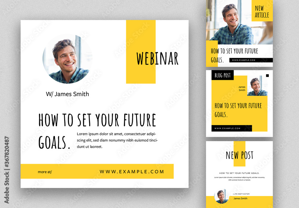 Blogger Social Media Post Layout Set Stock Template | Adobe Stock