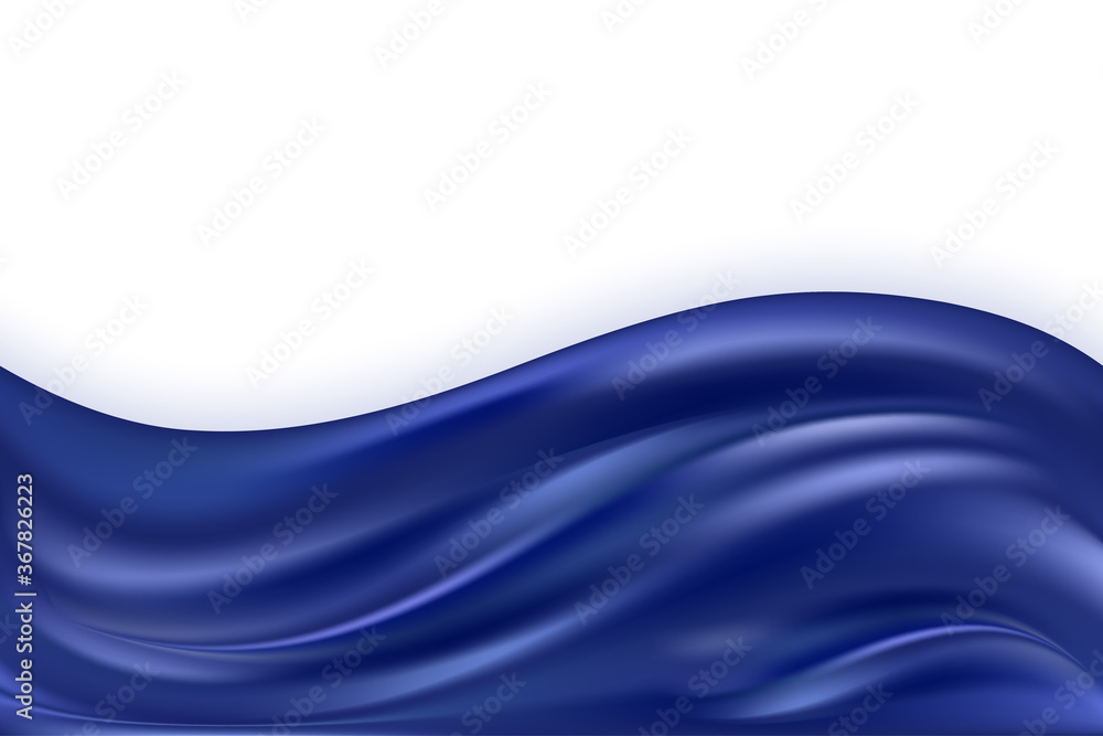 Blue silk wave, smooth satin texture. Shiny glowing luxury blue border ...