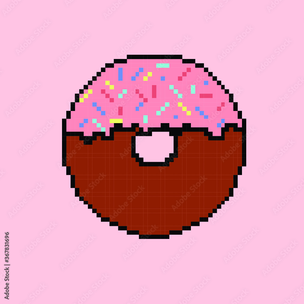 Vector pixel art donut isolated cartoon Stock Vector | Adobe Stock