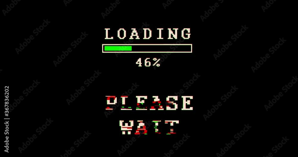 Loading and please wait with download progress bar. Retro tv pixel ...