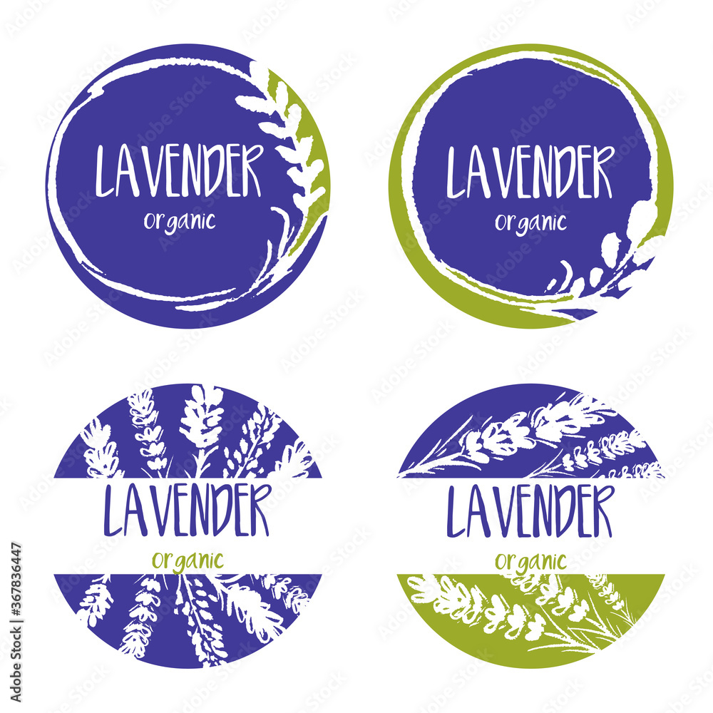 Set of template label design of beautiful abstract lavender flowers ...