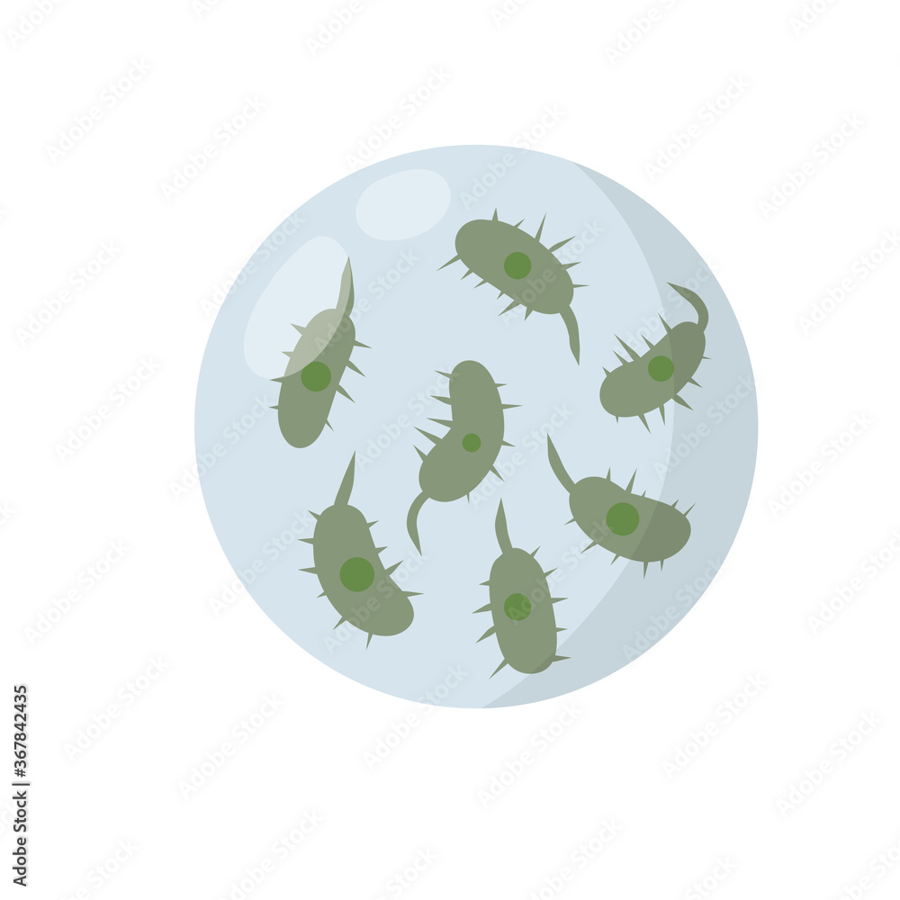 Virus in microscope. proliferation of diseases. Element of medicine and ...