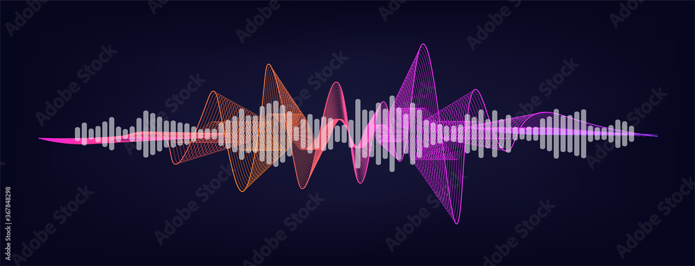 Volume sound wave with equalazer. Vector sound wave or voice assistant ...