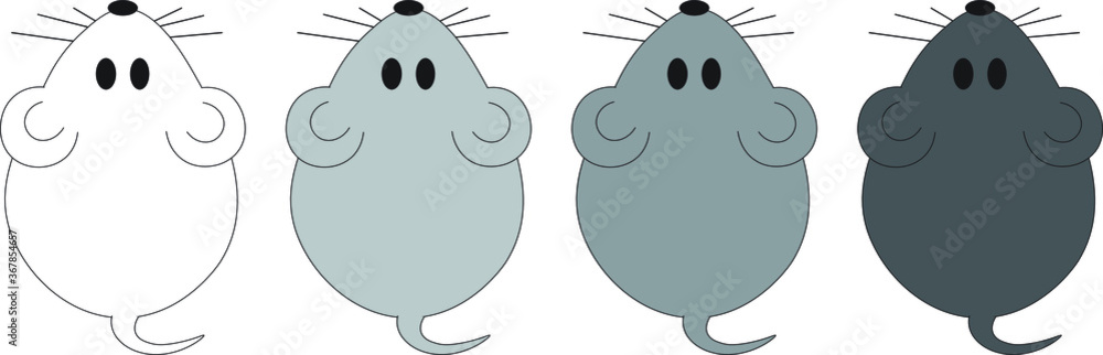 Simple editable vector for laboratory mouse (mus musculus). 4 different ...