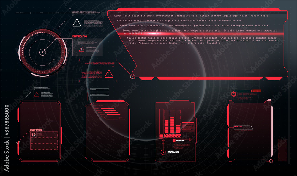 Futuristic screens HUD, GUI, UI and set titles (warning, danger ...